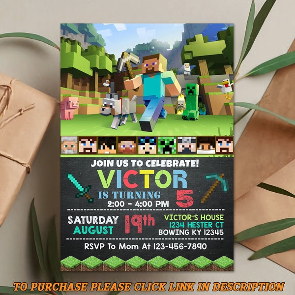 Mine Theme Birthday Invitation - Etsy