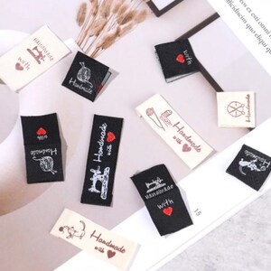 Clothes Labels With Love Cartoon Cat Heart Pattern Handmade Clothing ...