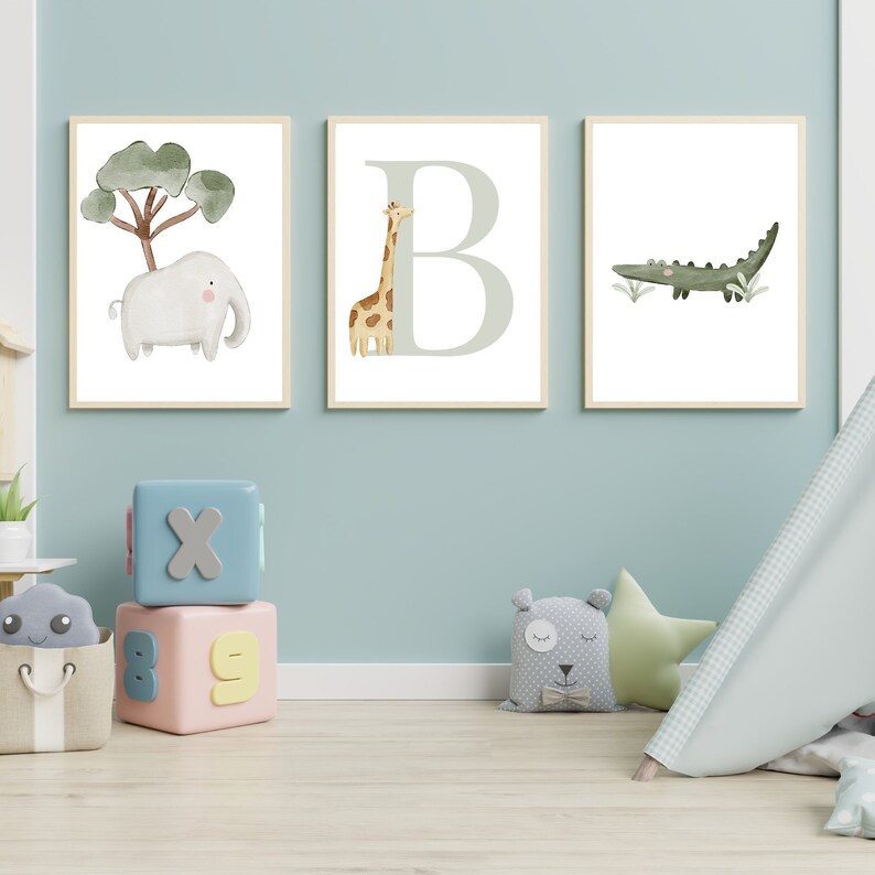 Jungle Animals Nursery Wall Art Nursery Wall Art Animal Nursery Wall ...