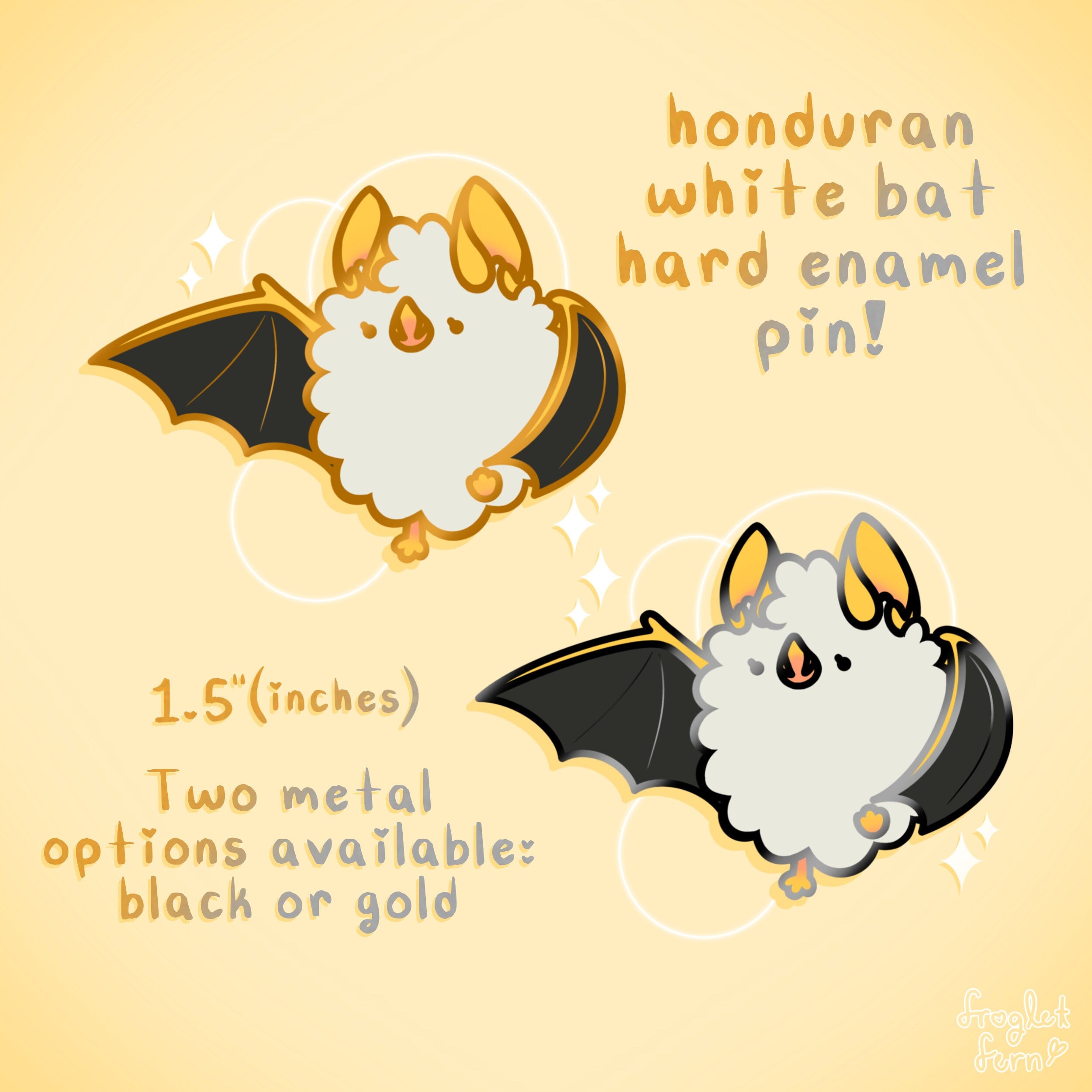 Honduran White Bat 1.5” Enamel Pin, Hard Enamel Pin, Cute, Kawaii ...
