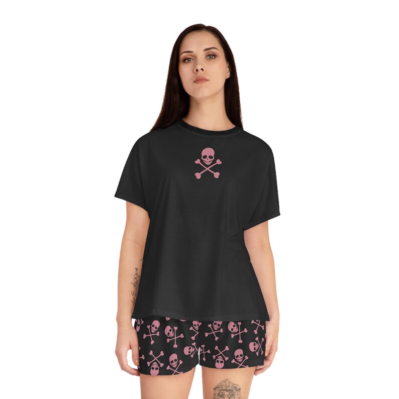 Cute Skull Women's Pajama Set, Fun Sleepwear, Cozy Loungewear, Unique ...