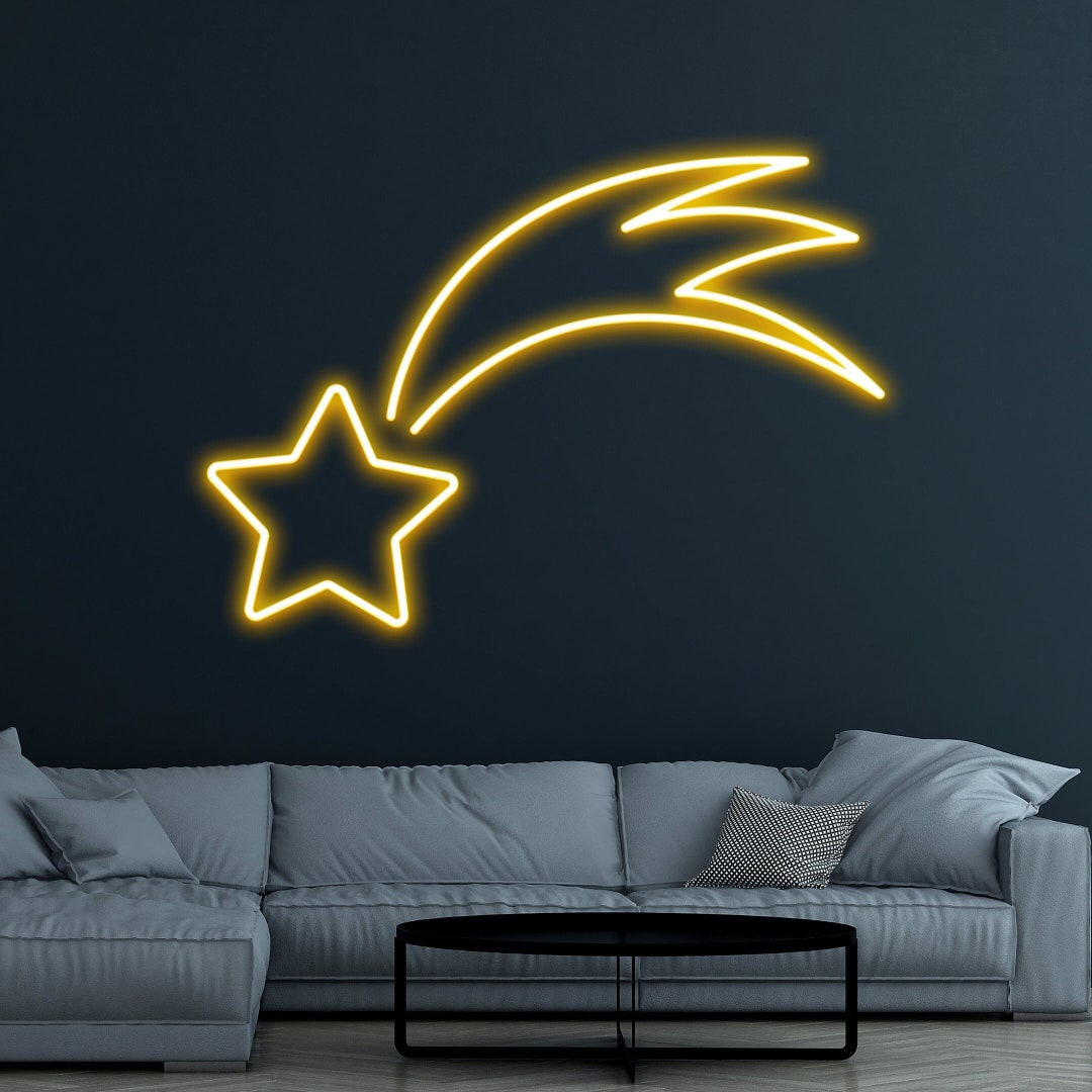 Shooting Star Neon Sign Star Led Light Falling Star Neon - Etsy