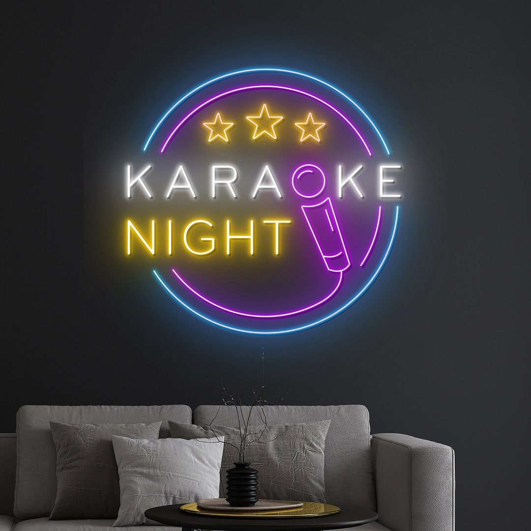 Karaoke Night Neon Sign Karaoke Led Light Microphone Neon - Etsy
