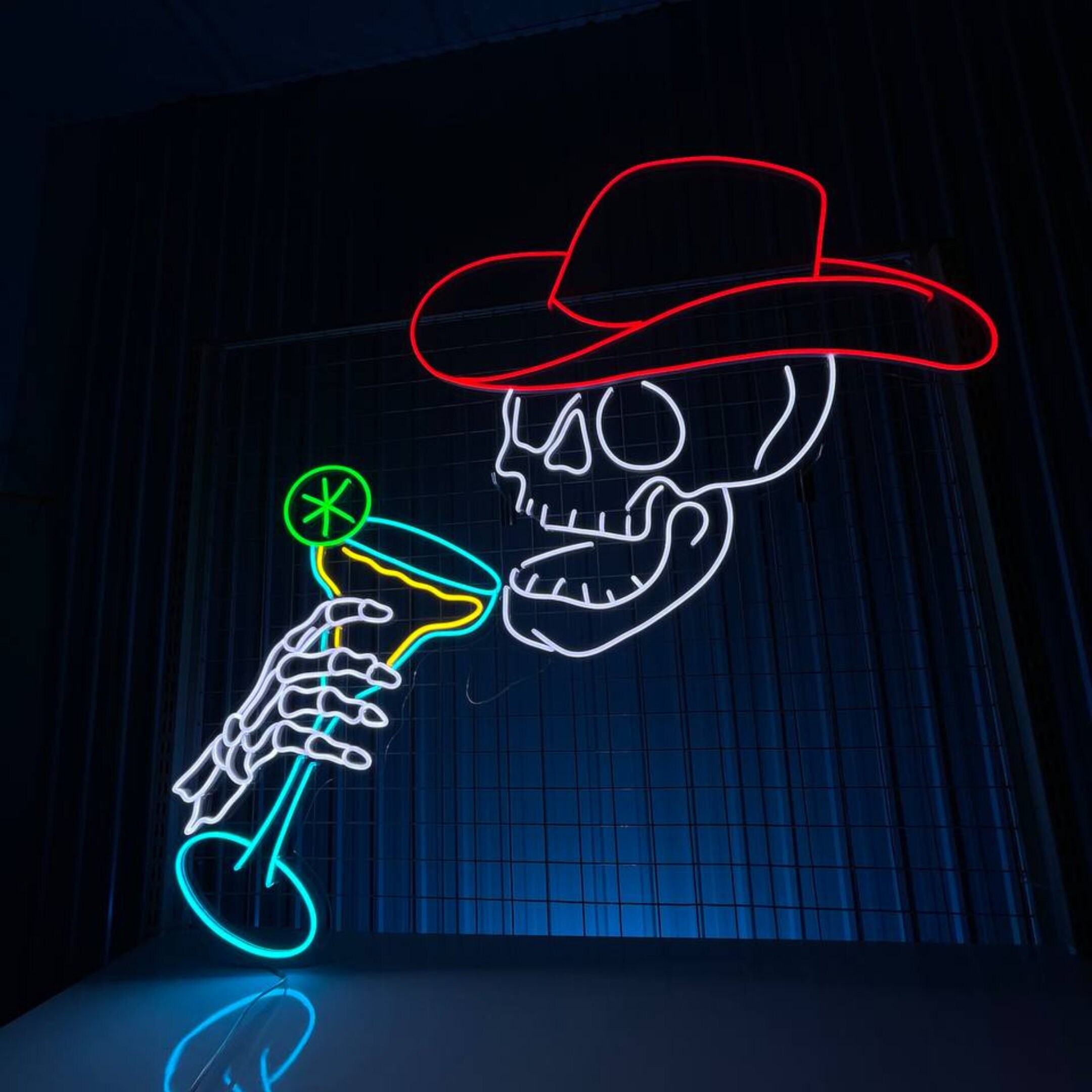 Skeleton Drinks Cocktail Neon Sign Cowboy Skeleton Drinking - Etsy