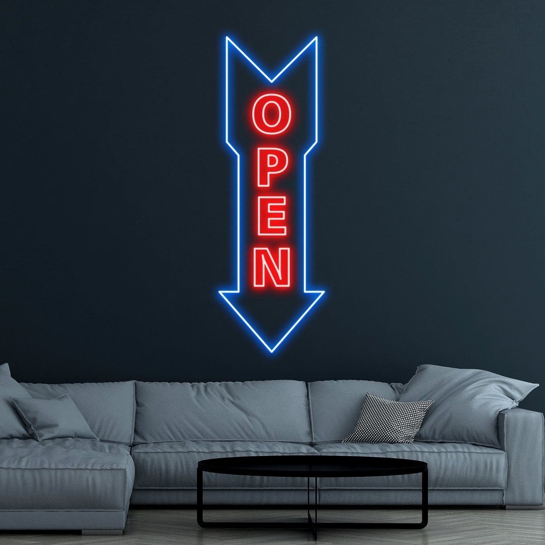 Open Arrow Neon Sign Open Arrow Led Light Arrow Open Neon - Etsy