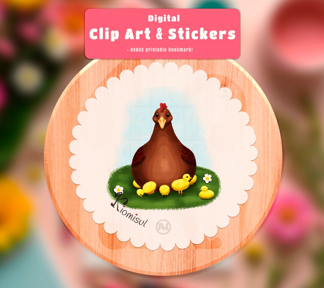 Mother Hen Printable Clip Art & Sticker Instant Download, Transparent ...
