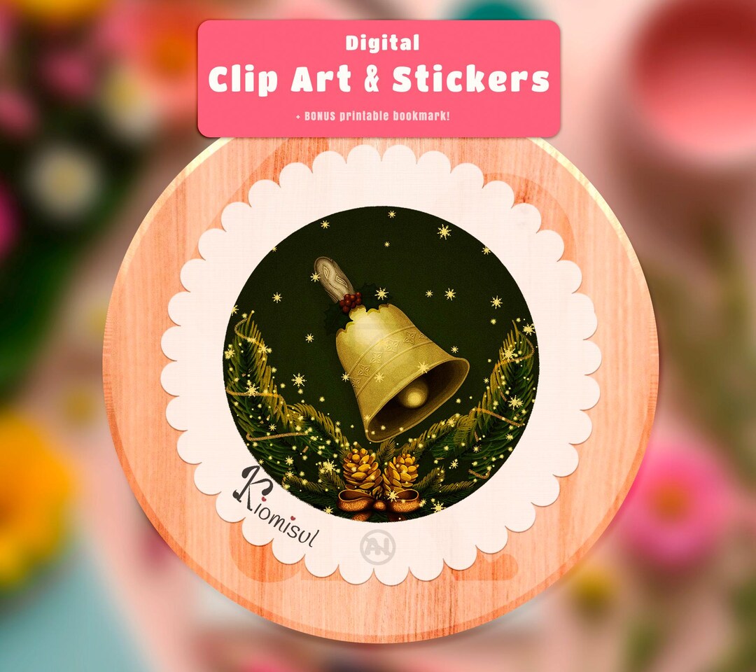 Christmas Bell Printable Clip Art & Sticker Instant Download ...