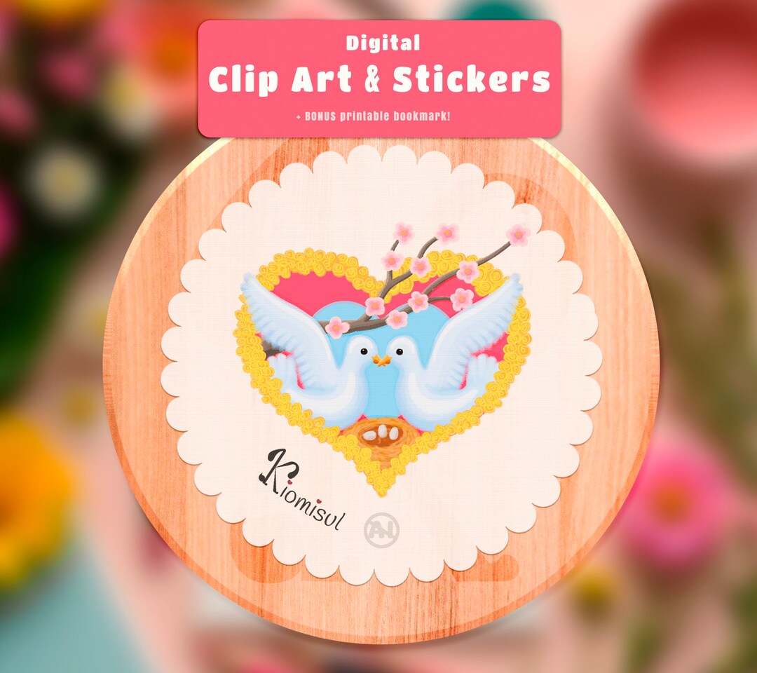 Love Doves Printable Clip Art & Sticker Instant Download, Transparent ...