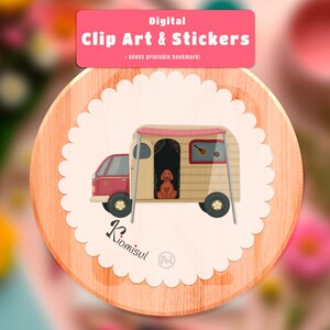 Camper Van Printable Clip Art & Sticker Instant Download,transparent ...