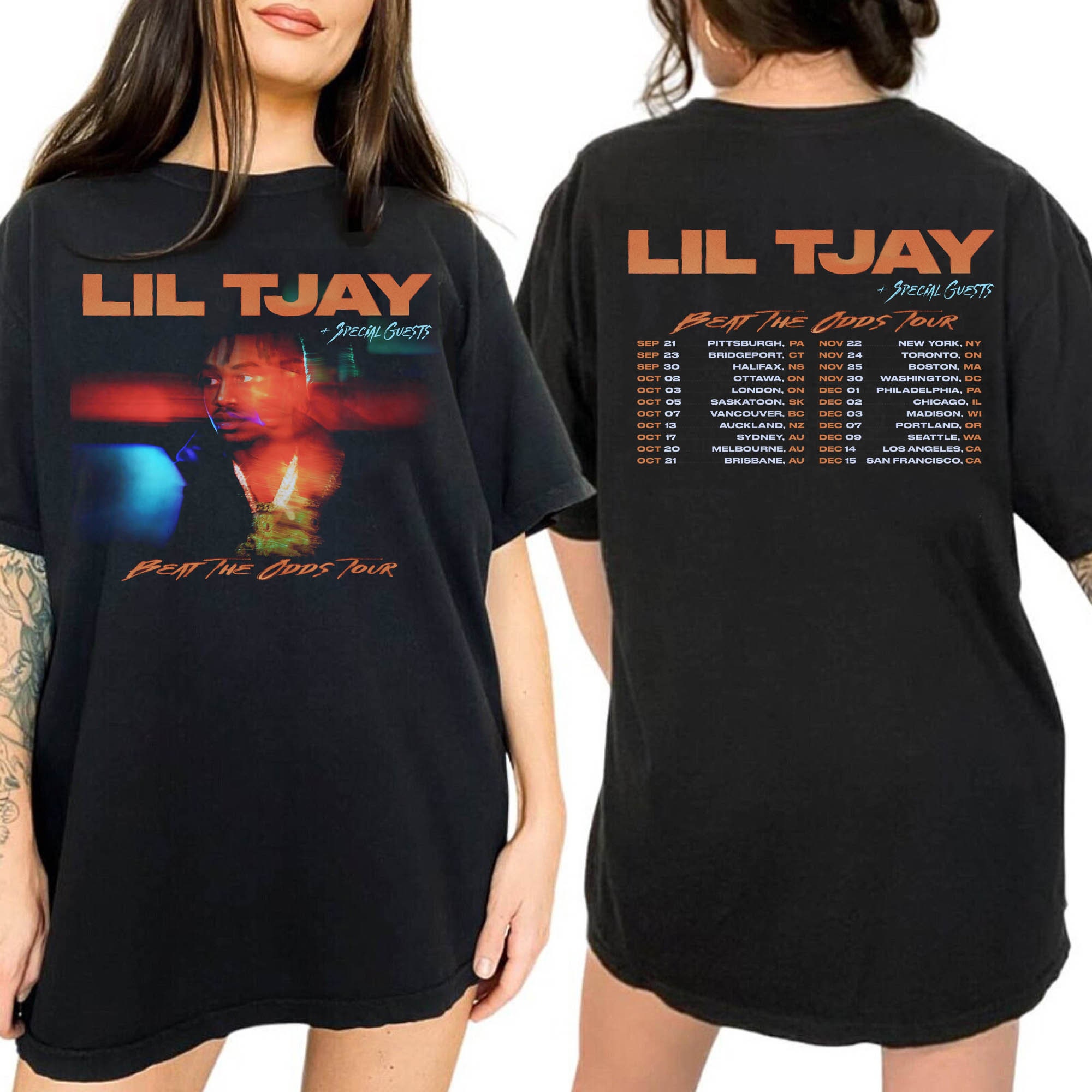 Lil Tjay Beat The Odds Tour 2023 Shirt, Rapper Lil Tjay 2023 Concert ...
