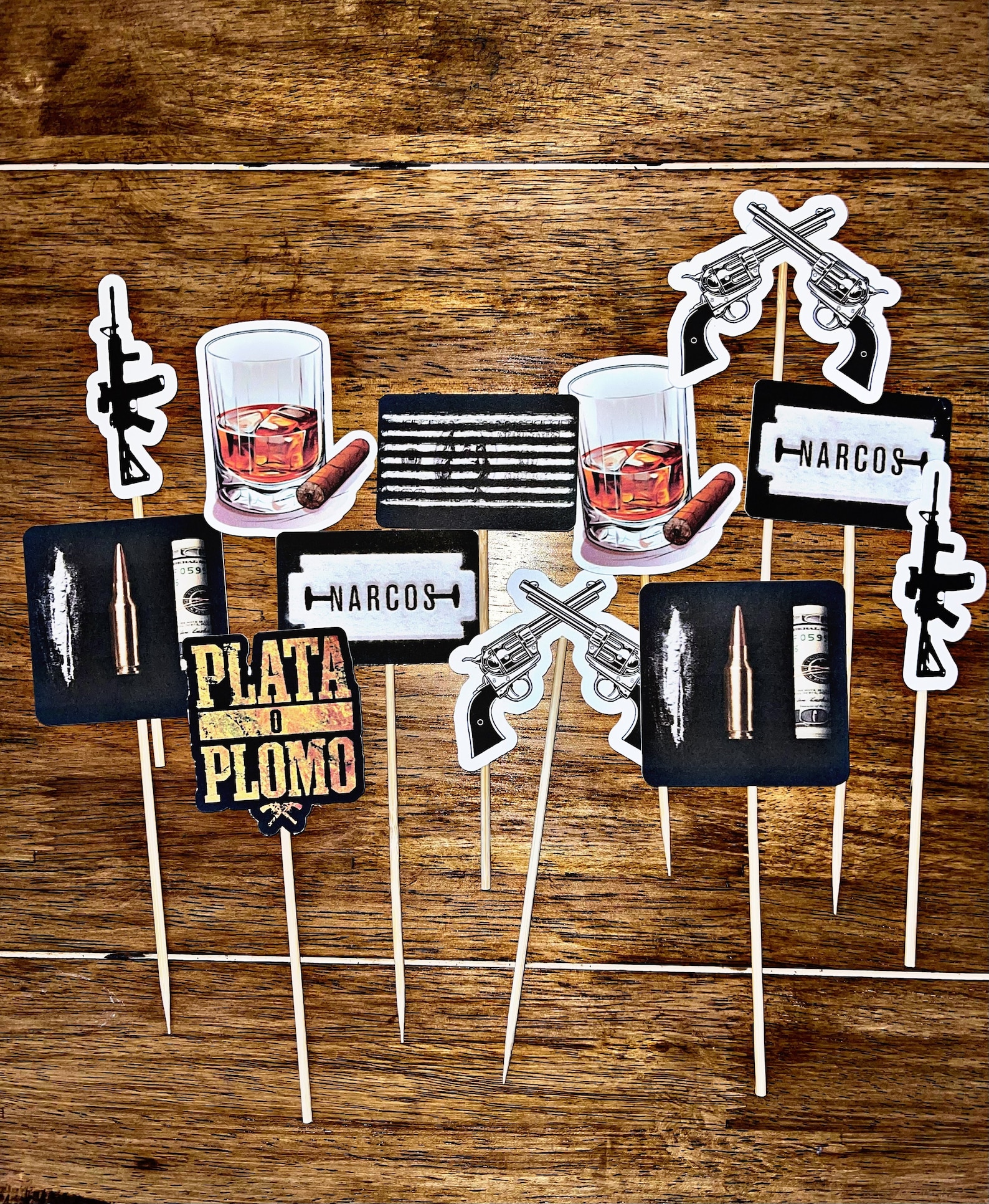 Narcos Cupcake Toppers | Narcos Toppers| Narcos Theme | Party Supplies ...