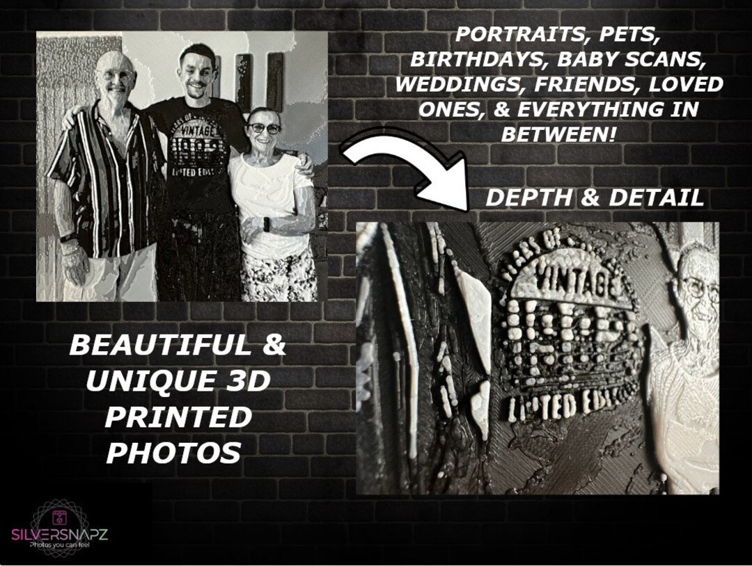 Beautiful Custom 3D Printed Monotone Photo - Etsy UK