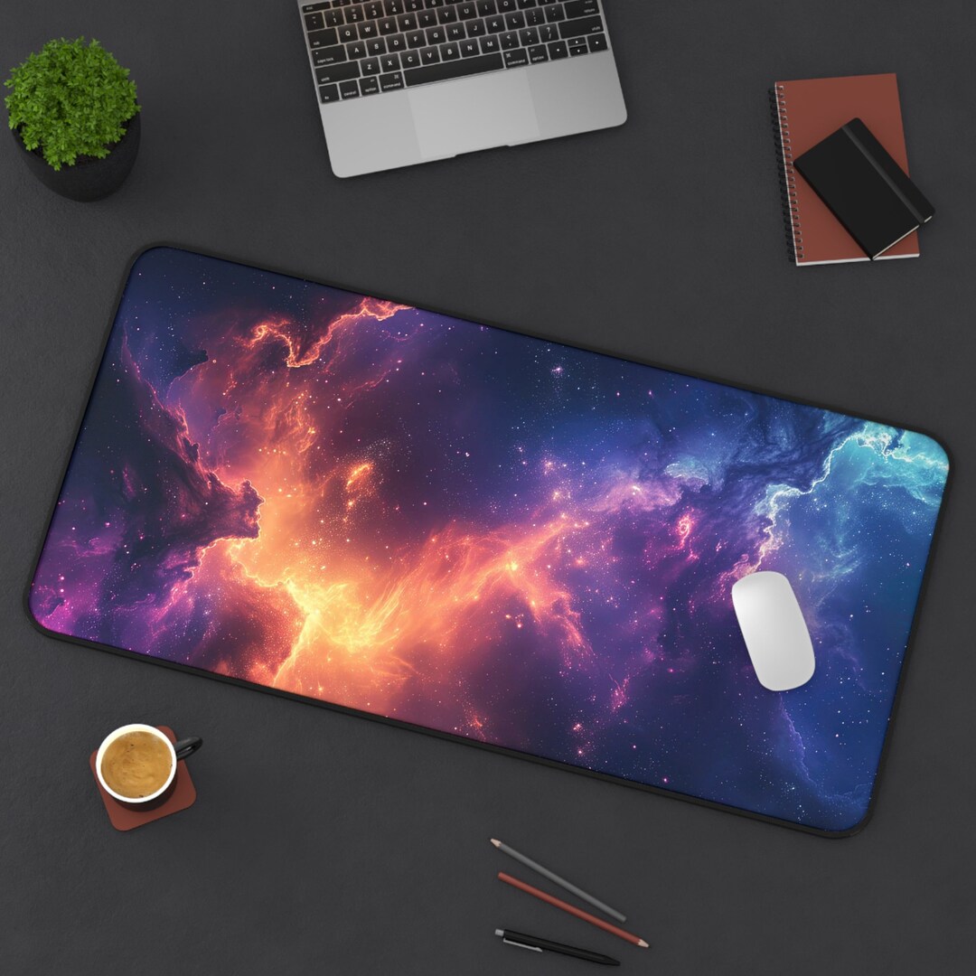 Interstellar Nebula Desk Mat Vibrant Cosmic Phenomenon Design Gamer ...