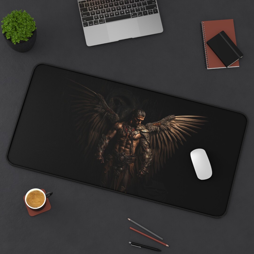 Warrior Angel Desk Mat Majestic Dark Fantasy Design Gaming Desk Mat - Etsy