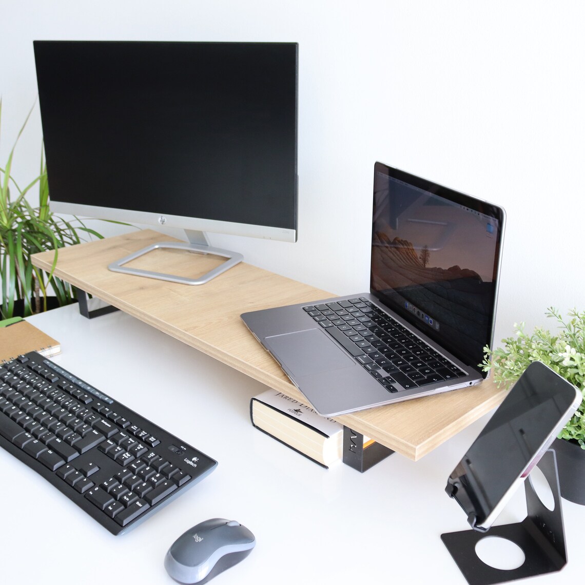 Hansdo Dual Monitor Stand – Laptop Stand – Monitor Riser – MDF Lam ...