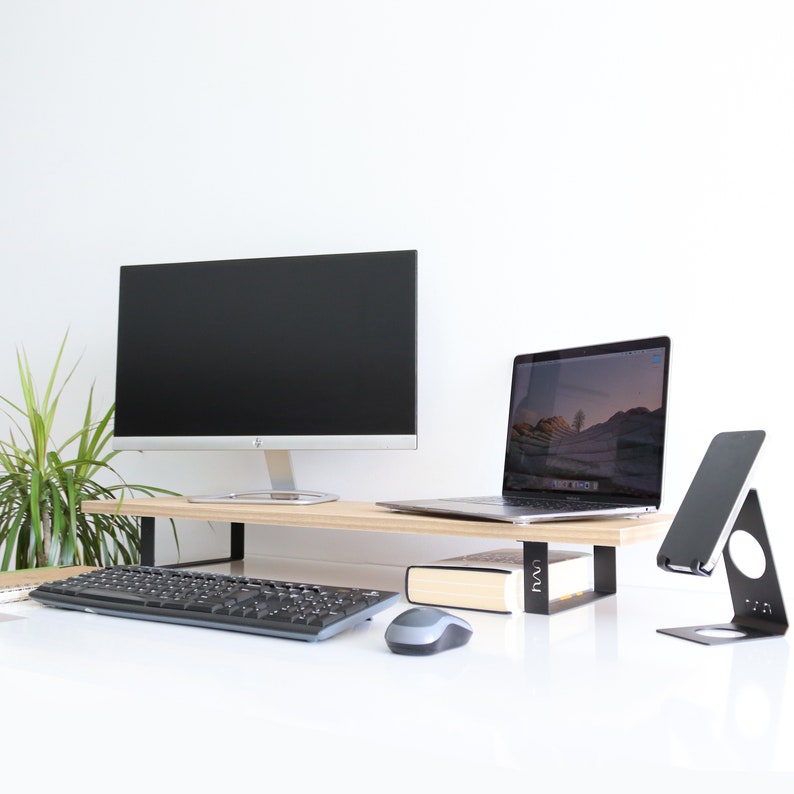 Hansdo Dual Monitor Stand – Laptop Stand – Monitor Riser – MDF Lam ...