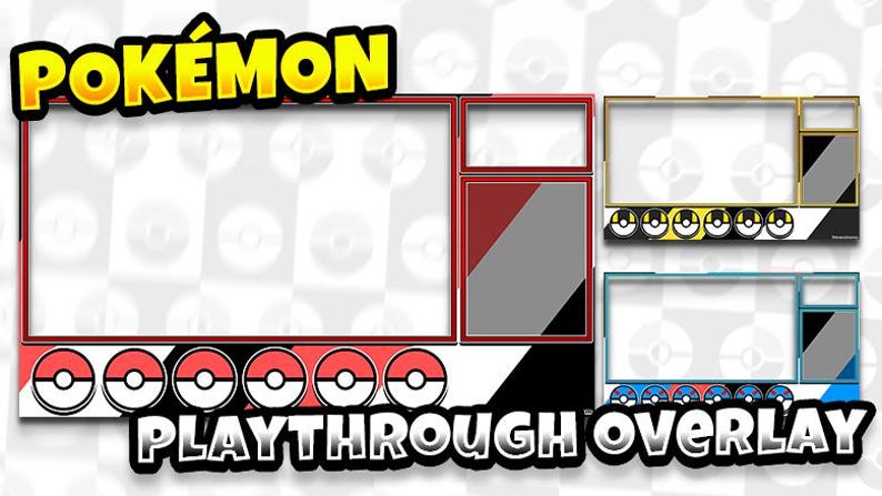 Pokemon Playthrough Stream Overlays (pokeball Themed) | Overlays Para ...