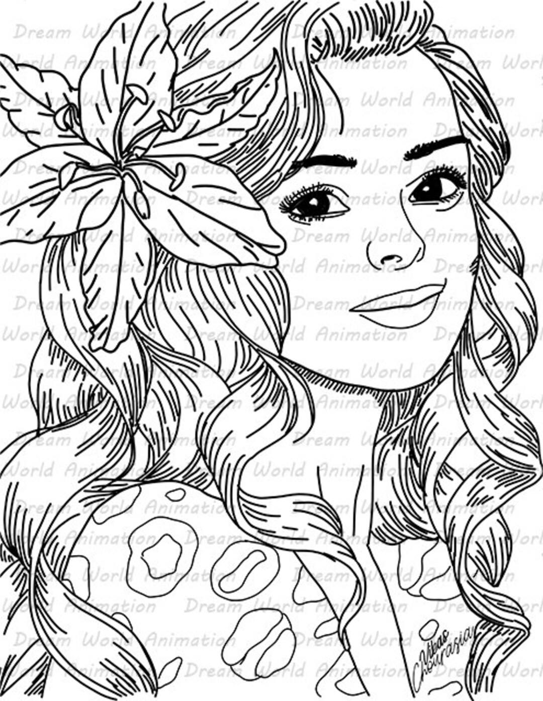 Flower Girl 11 Coloring Page - Etsy
