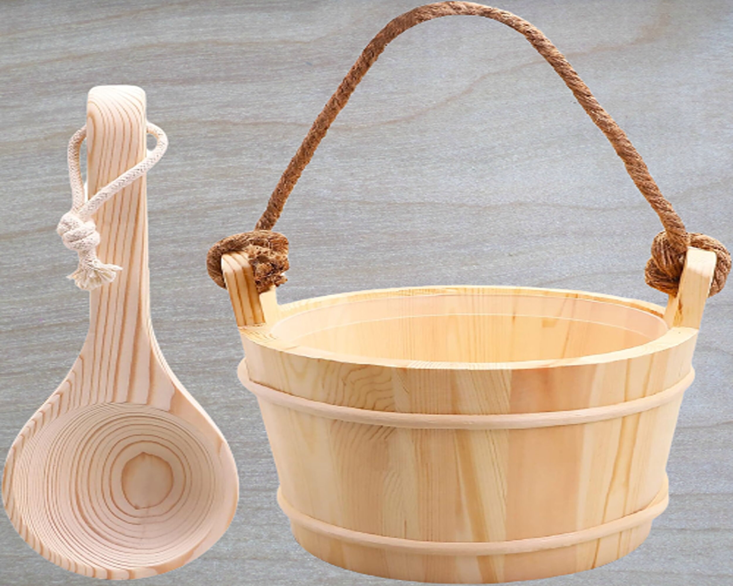 Sauna Bucket and Ladle 5L Sauna Bucket Finnish Pine Wooden Spa - Etsy