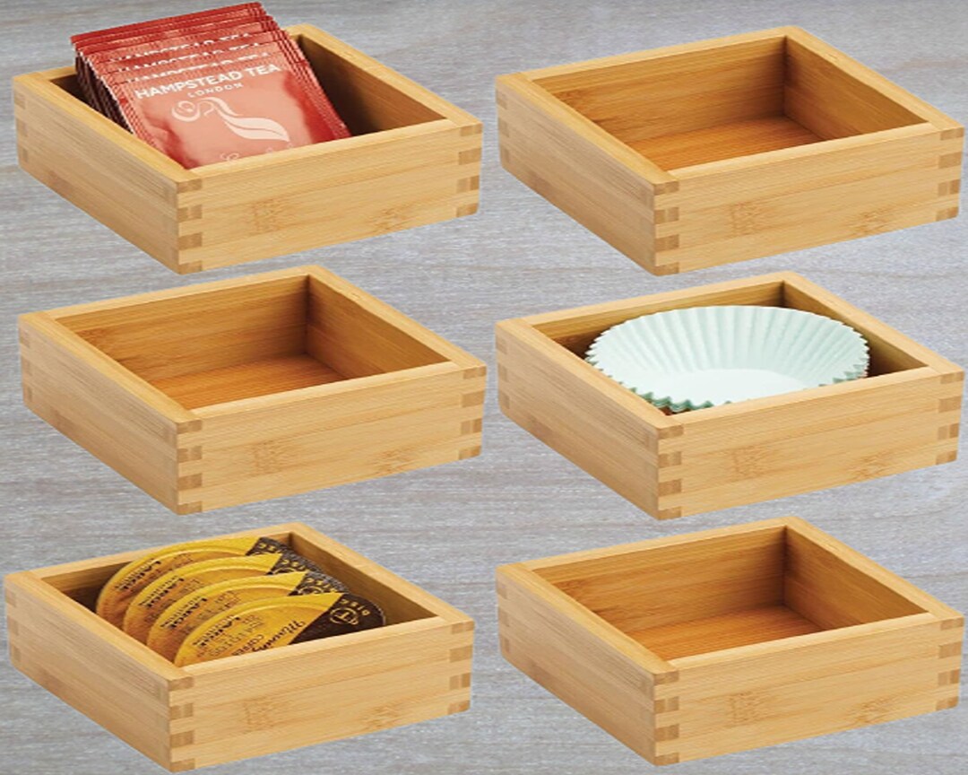 Bamboo Storage Bin Container Drawer Organizer Crate Boxes For Etsy