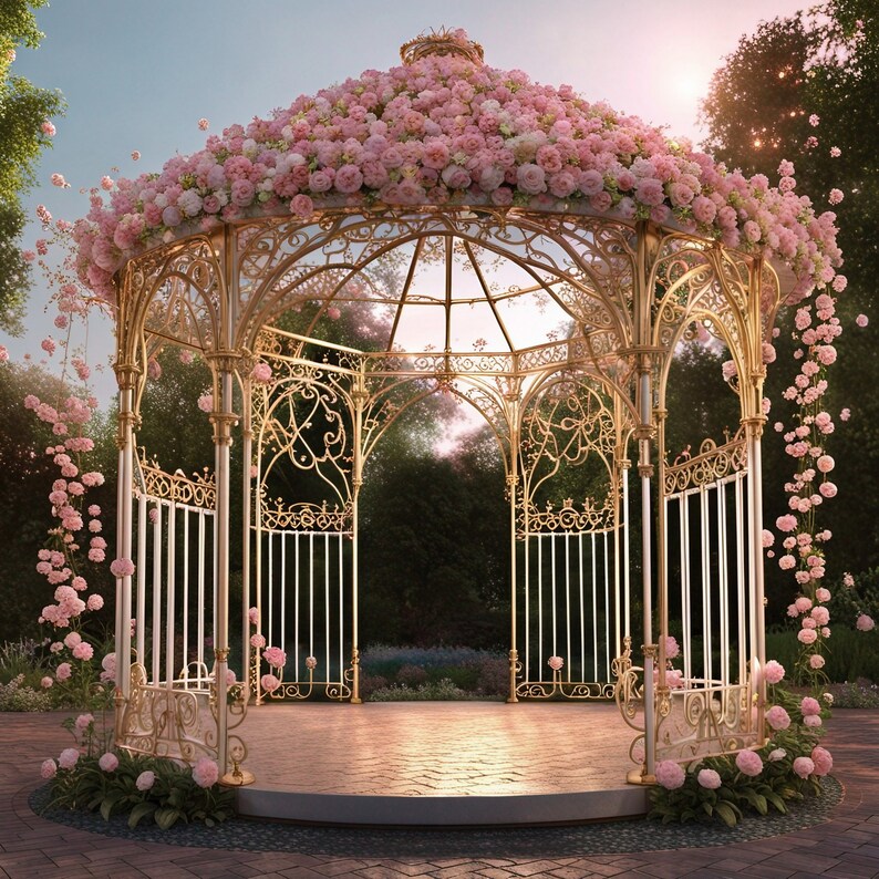 16 Dreamy and Romantic Garden Gazebos Backdrops 6 Flower Bouquet ...