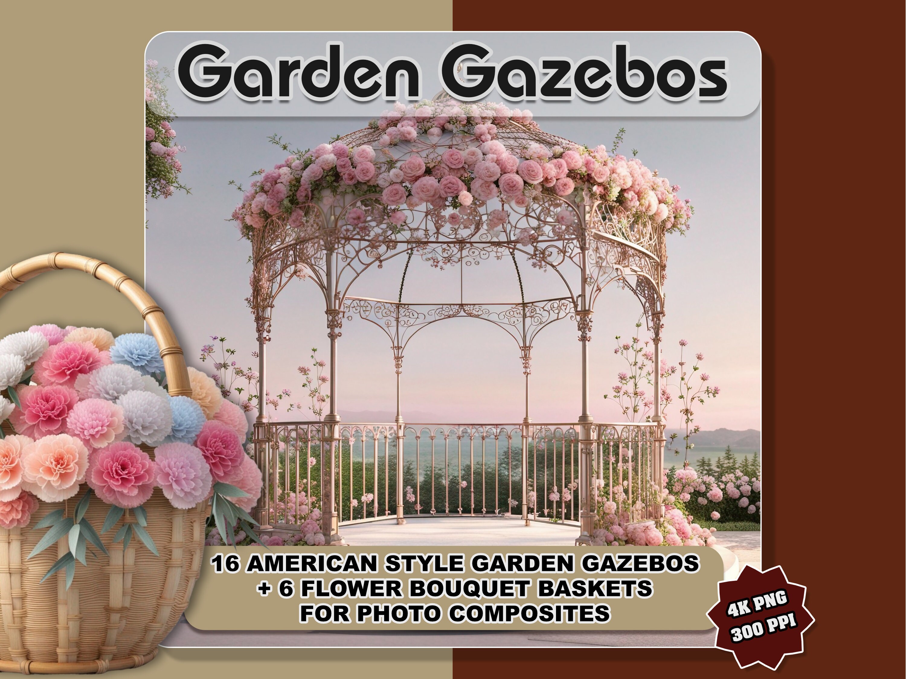 16 Dreamy and Romantic Garden Gazebos Backdrops 6 Flower Bouquet ...