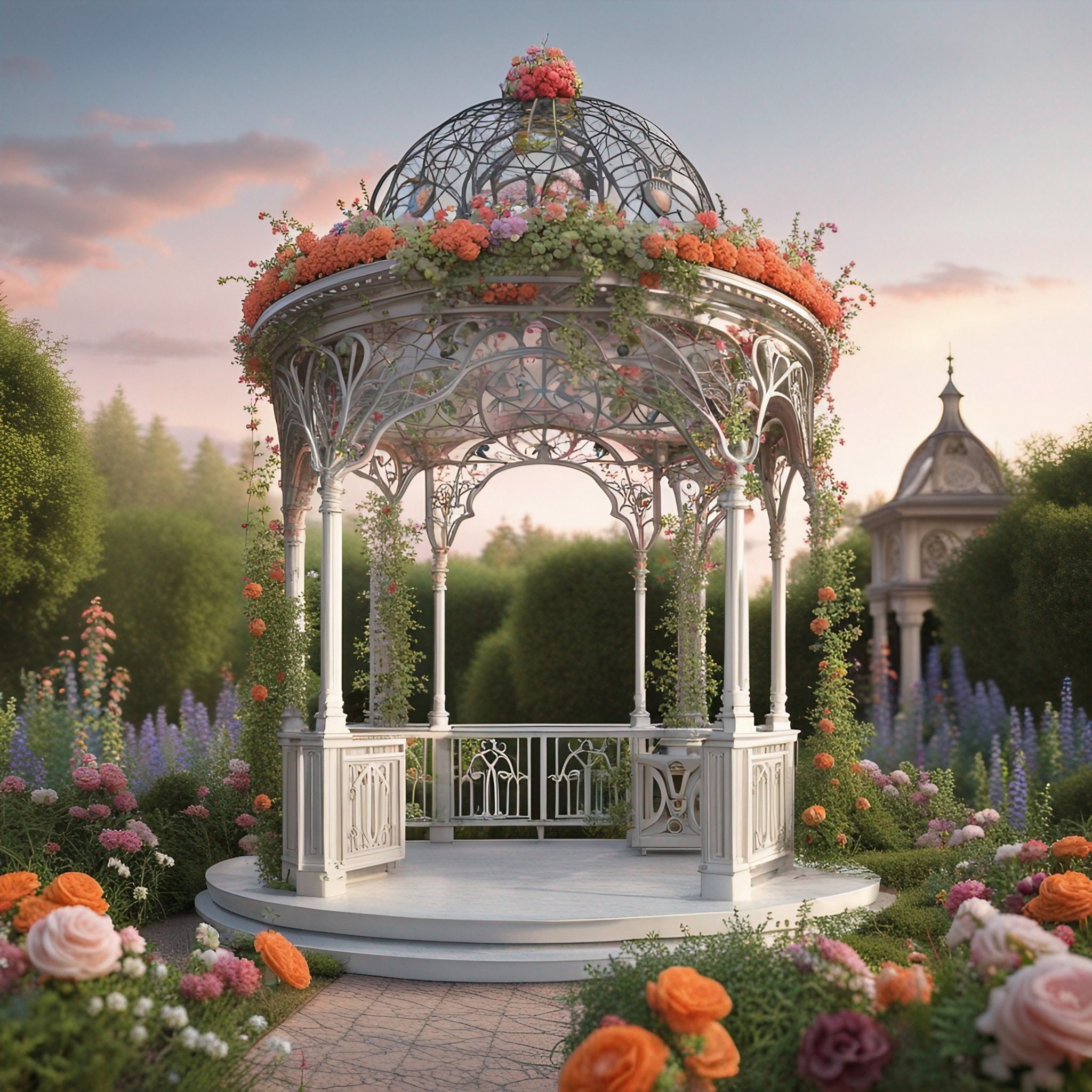 16 Dreamy and Romantic Garden Gazebos Backdrops 6 Flower Bouquet ...