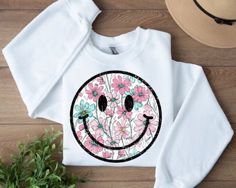 Distressed Smile Face PNG Retro Flower Png Stay Groovy 70s Inspired Png ...