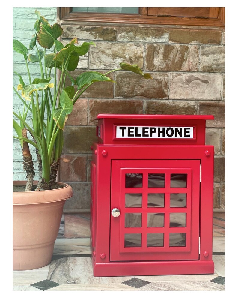 The London Red Telephone Booth Side Table – Vintage British Kiosk ...