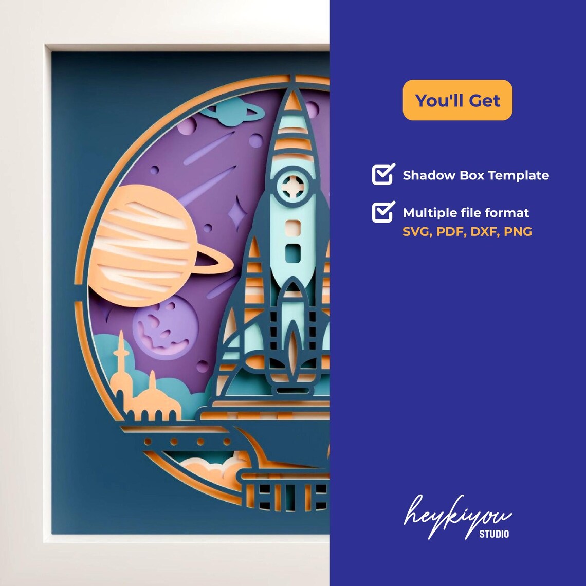 Rocket Space Shuttle Shadow Box Template SVG Files for Cricut - Etsy