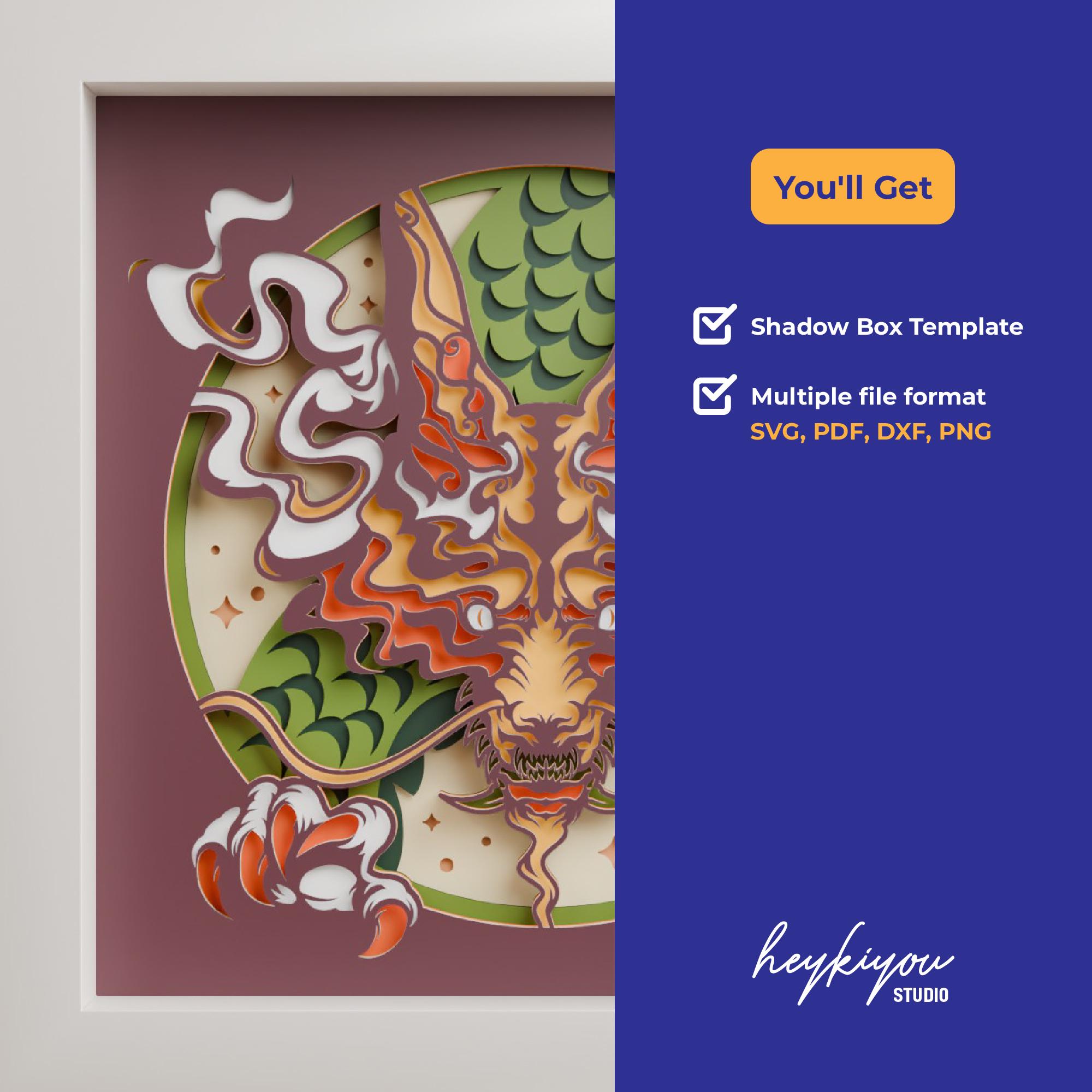 Chinese Dragon Shadow Box Template SVG Files for Cricut - Etsy