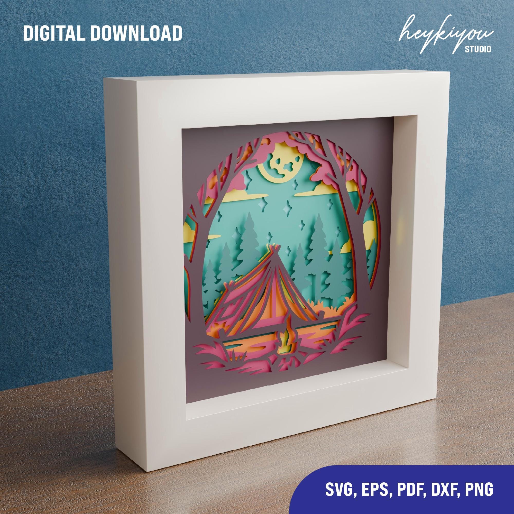 Night Camp Shadow Box Template SVG Files for Cricut - Etsy
