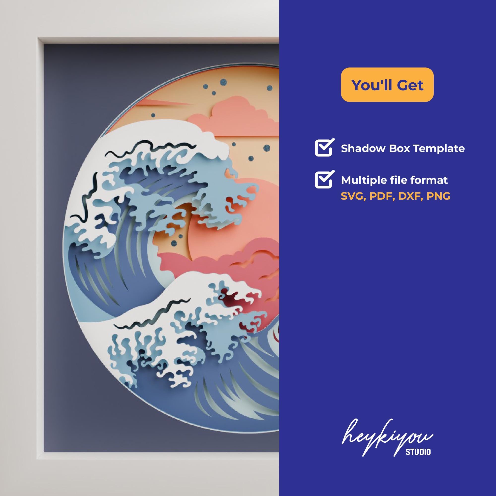 Beautiful Wave Shadow Box SVG Files for Cricut - Etsy