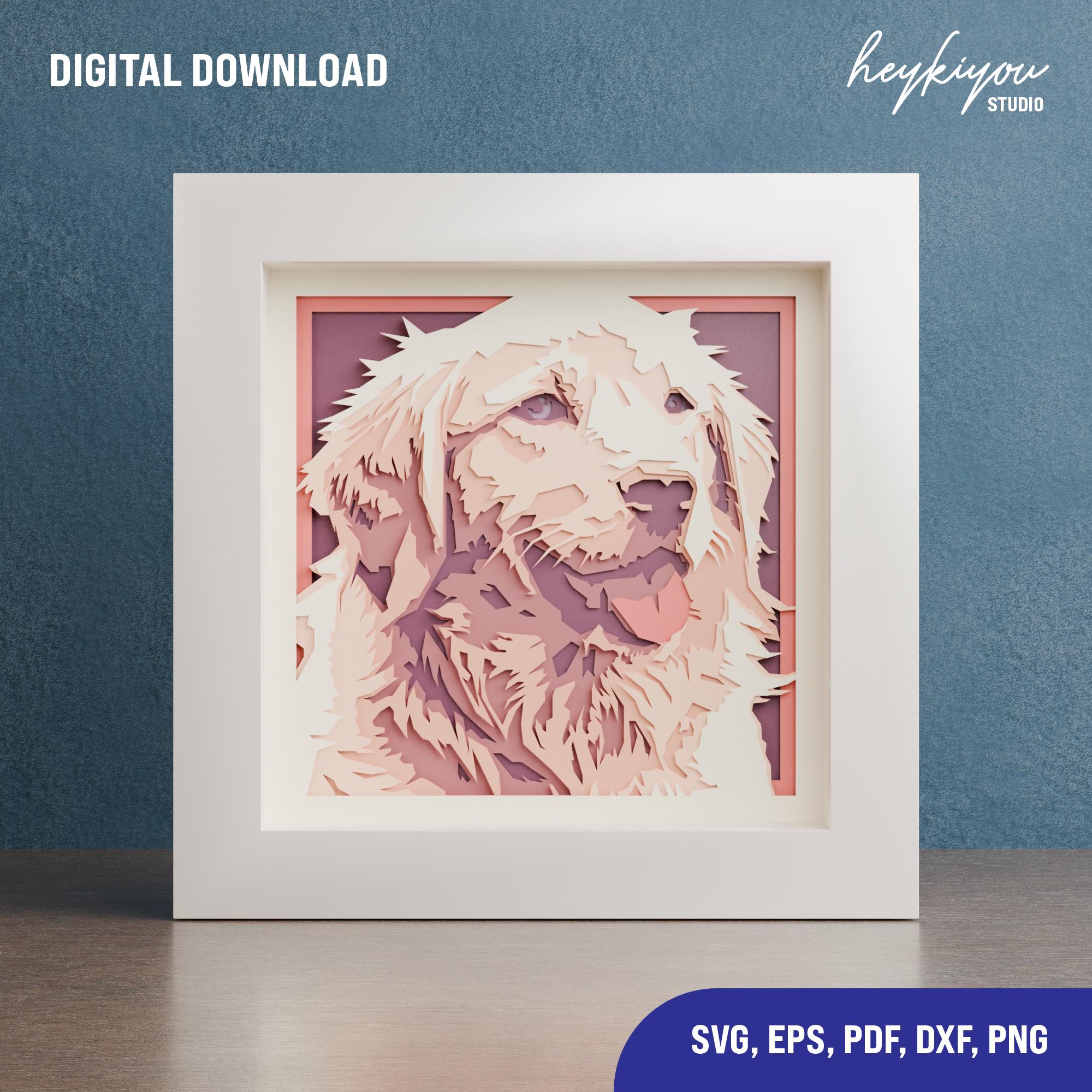Golden Retriever Dog Shadow Box Template SVG Files for Cricut - Etsy