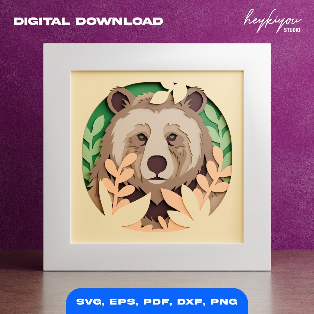 Animal Bear Shadow Box SVG Template (digital Download) - Etsy