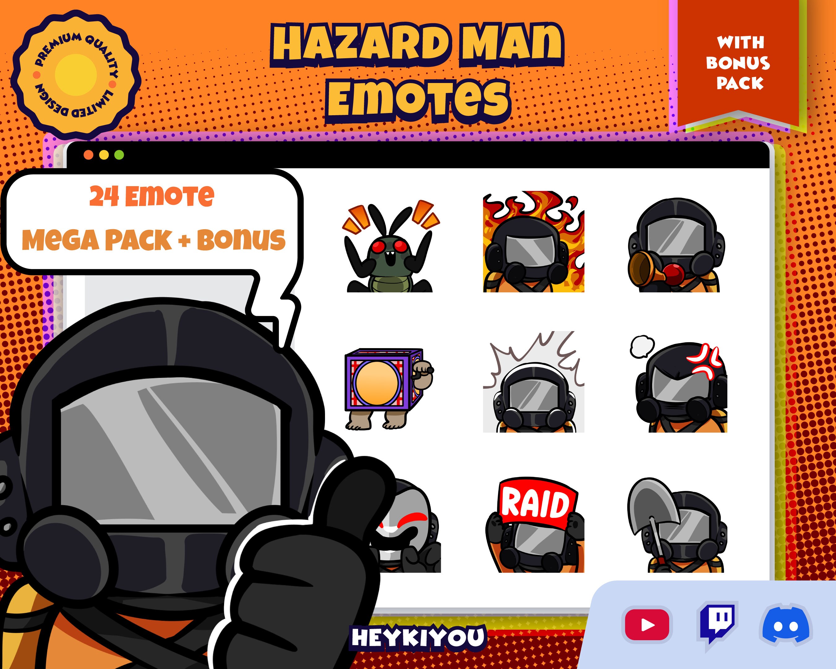 24 Pcs Bonus Animated Lethal Hazardman Emotes for Twitch Twitch Emote ...