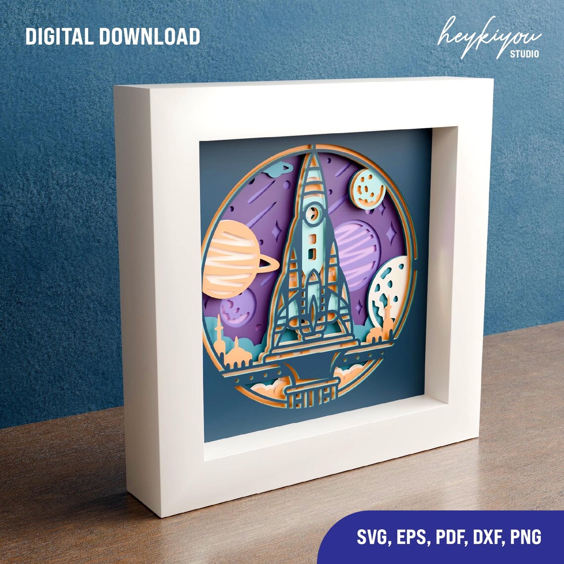 Rocket Space Shuttle Shadow Box Template SVG Files for Cricut - Etsy