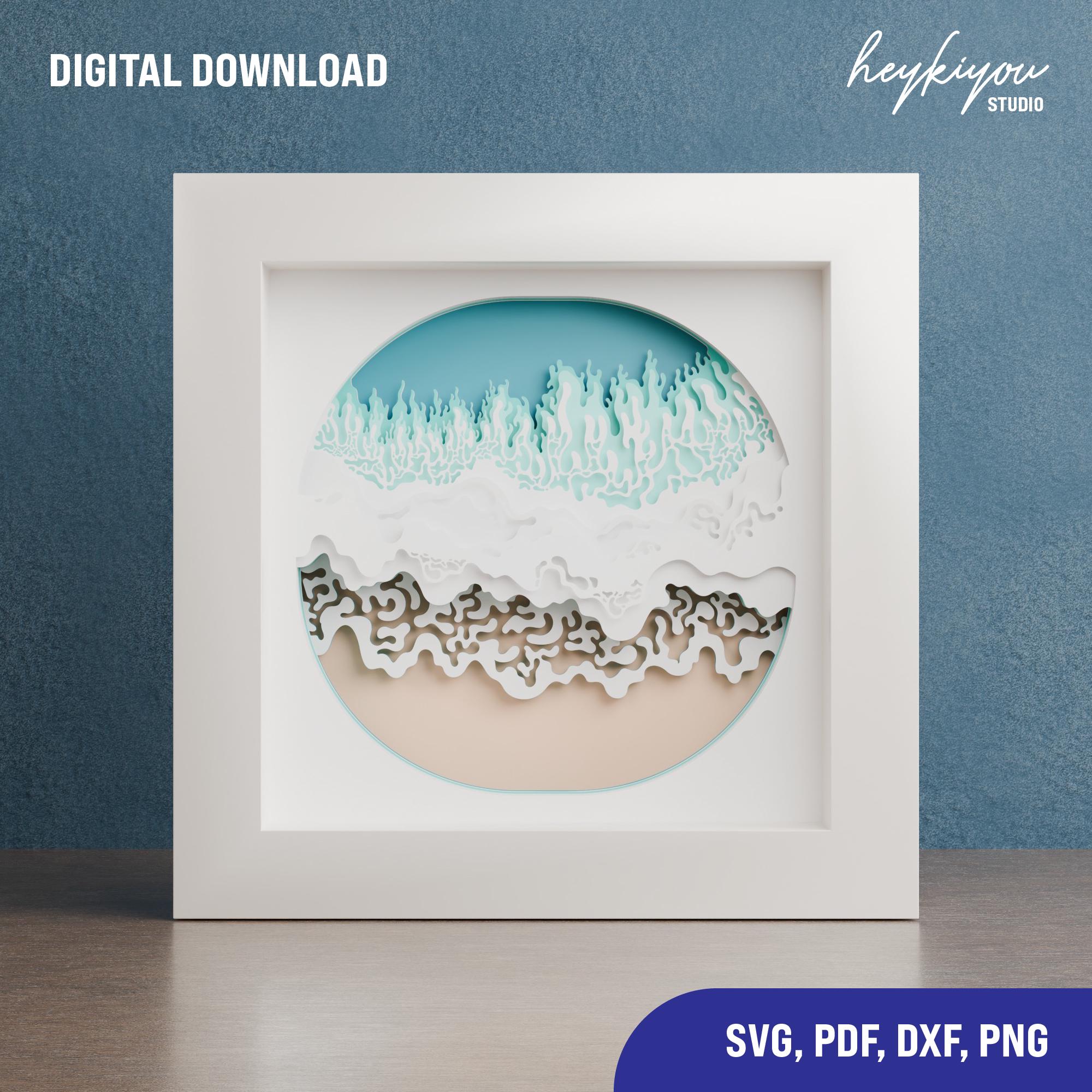 Wave Seashore 3D Shadow Box SVG Files for Cricut - Etsy