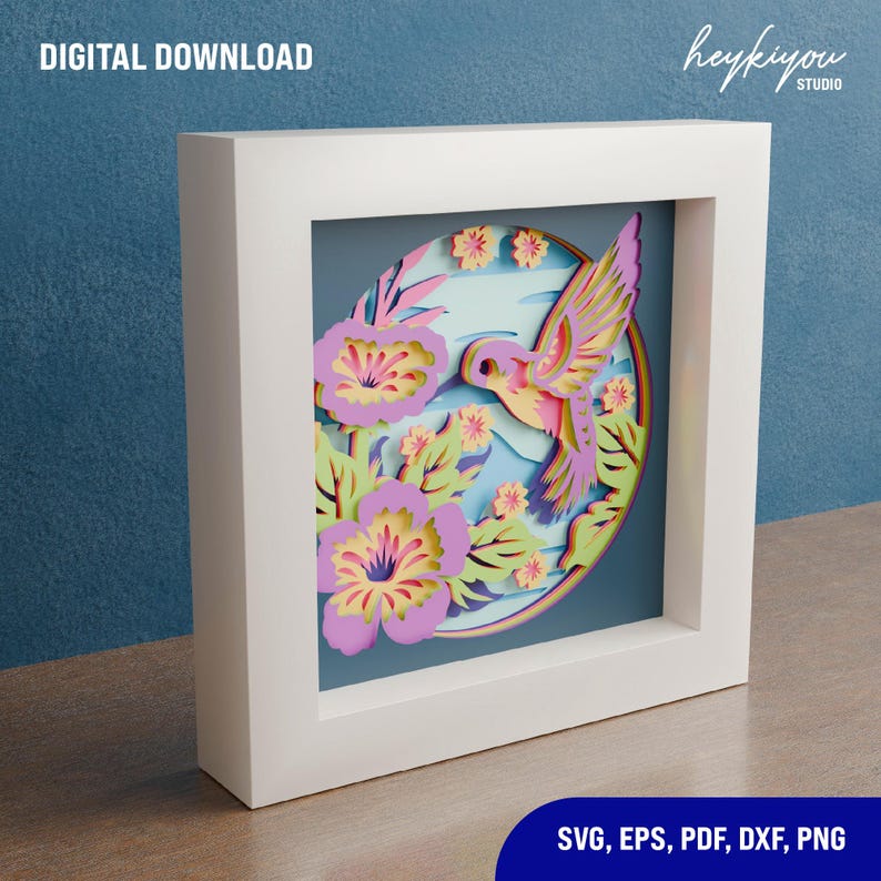 Spring Hummingbird Shadow Box Template SVG Files for Cricut - Etsy