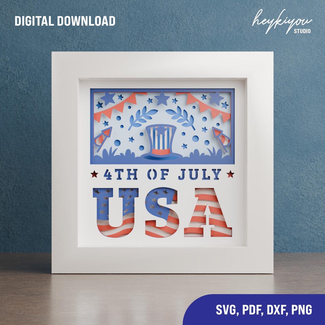 USA Independence Day 3D Shadow Box SVG Files for Cricut - Etsy