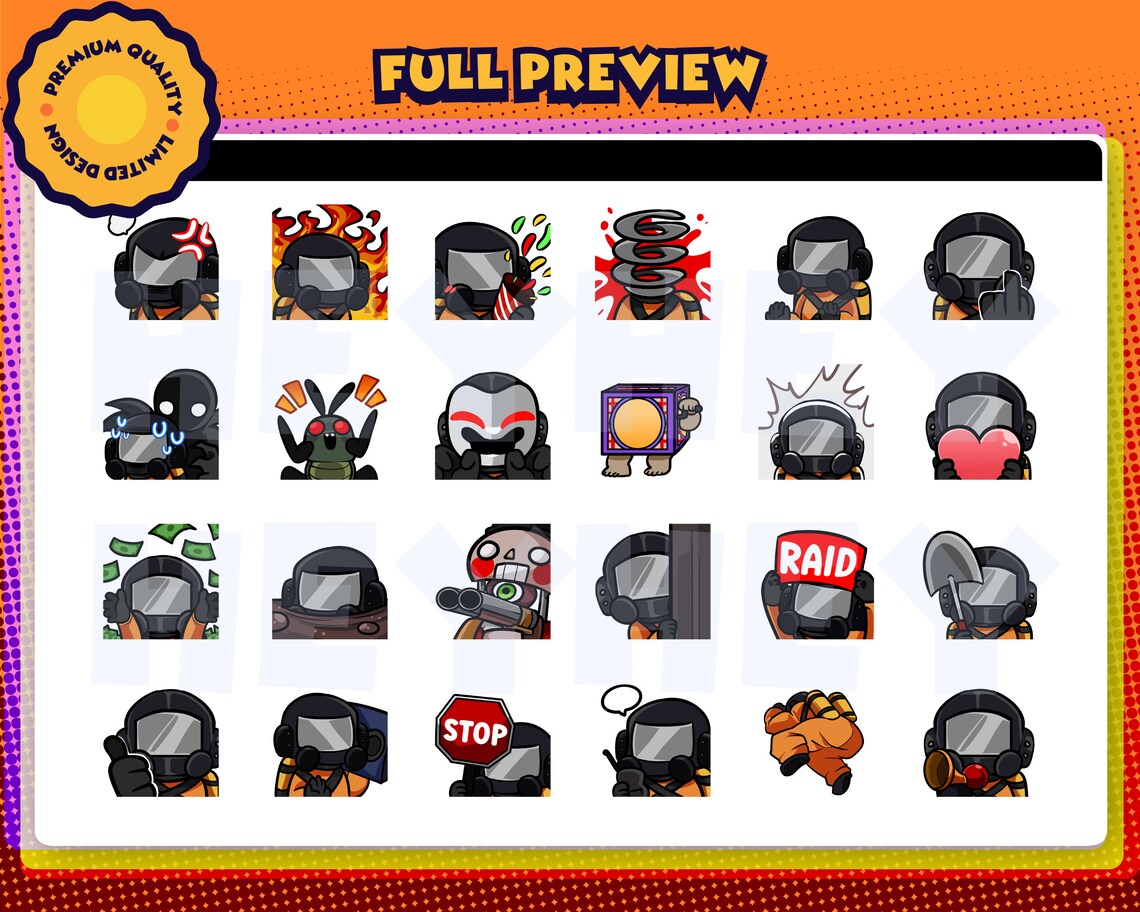 24 Pcs Bonus Animated Lethal Hazardman Emotes for Twitch Twitch Emote ...