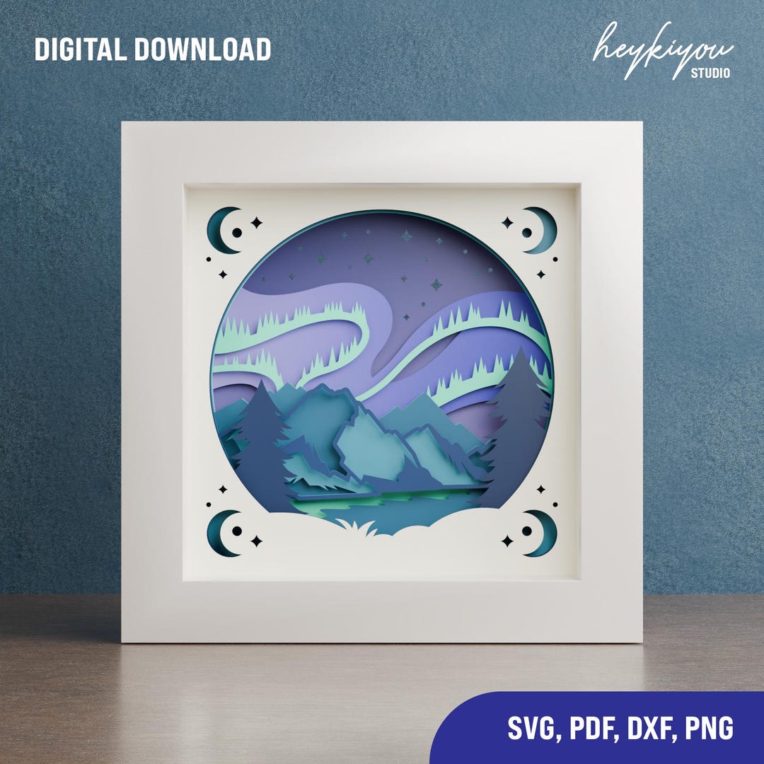 Northern Light Shadow Box SVG Files for Cricut - Etsy