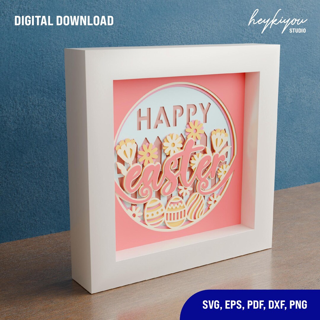 Happy Easter Egg Shadow Box Template SVG Files for Cricut - Etsy