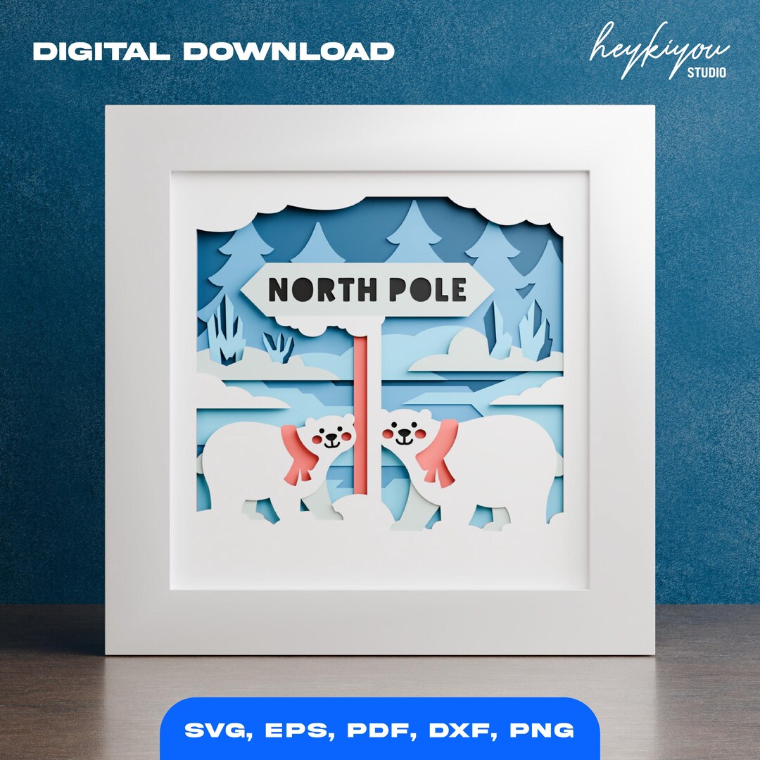 Christmas North Pole Shadow Box SVG Template (digital Download) - Etsy