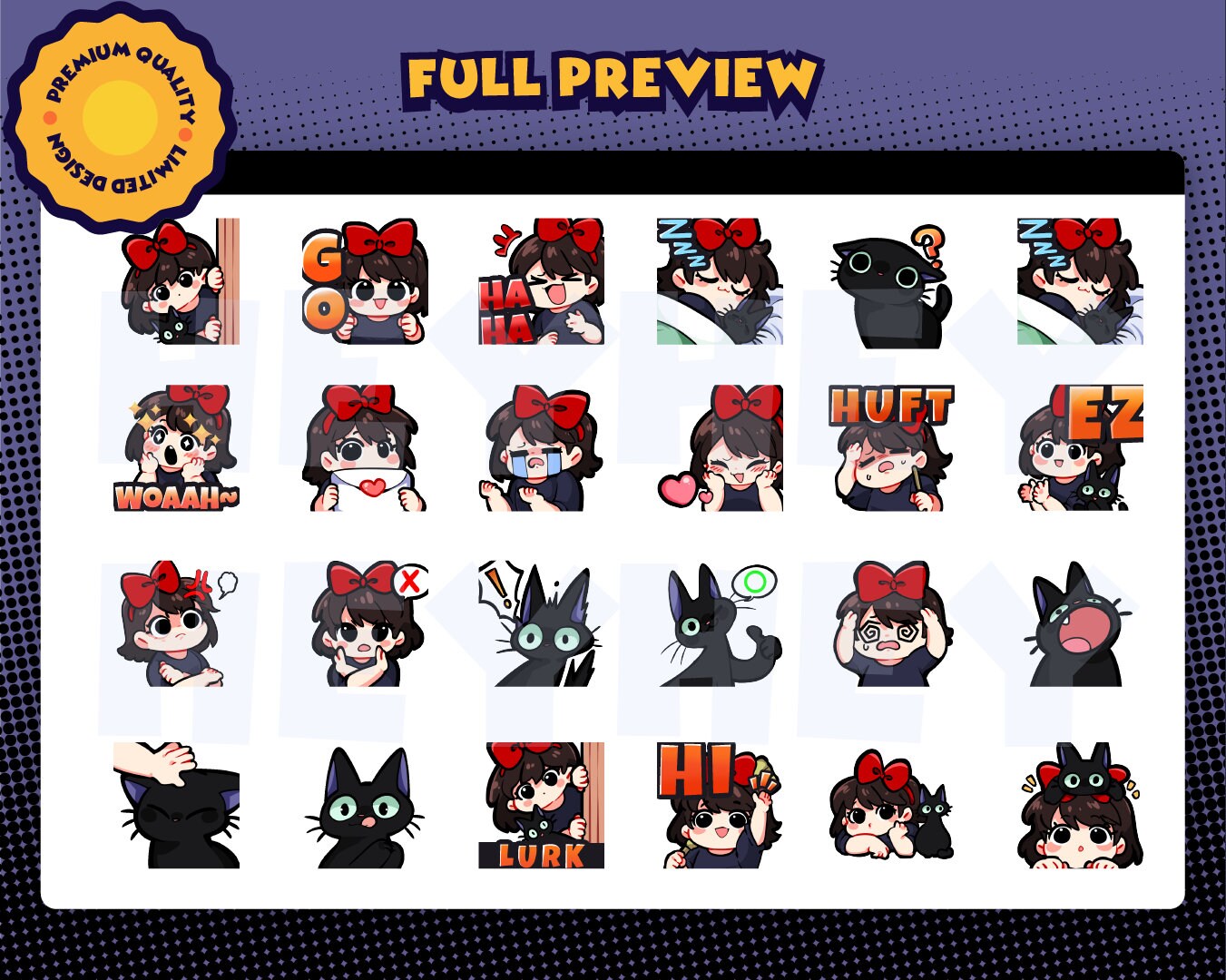 24 Pcs Kiky Cutest Girl Emote for Twitch Twitch Emote Emotes Badge ...