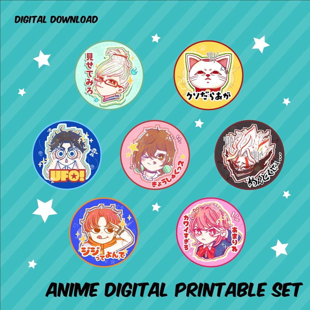 Anime Buttons Pin Badges Printable #001 - Etsy