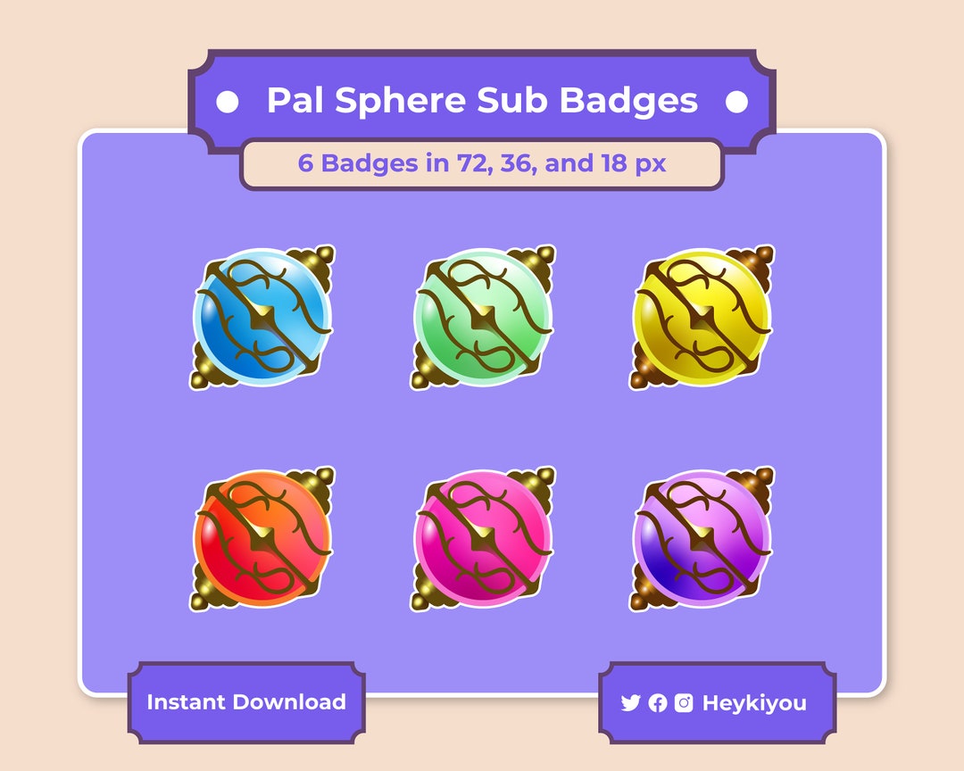 6 Pal Sphere Sub Badge, Palworld Sub Badge, Twitch Sub Badges, Palworld Badge - Etsy Canada