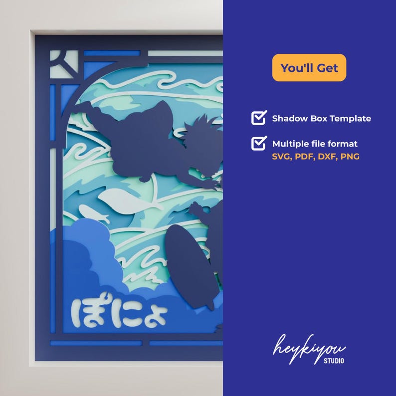 Anime Fish Girl Shadow Box Template SVG Files for Cricut - Etsy