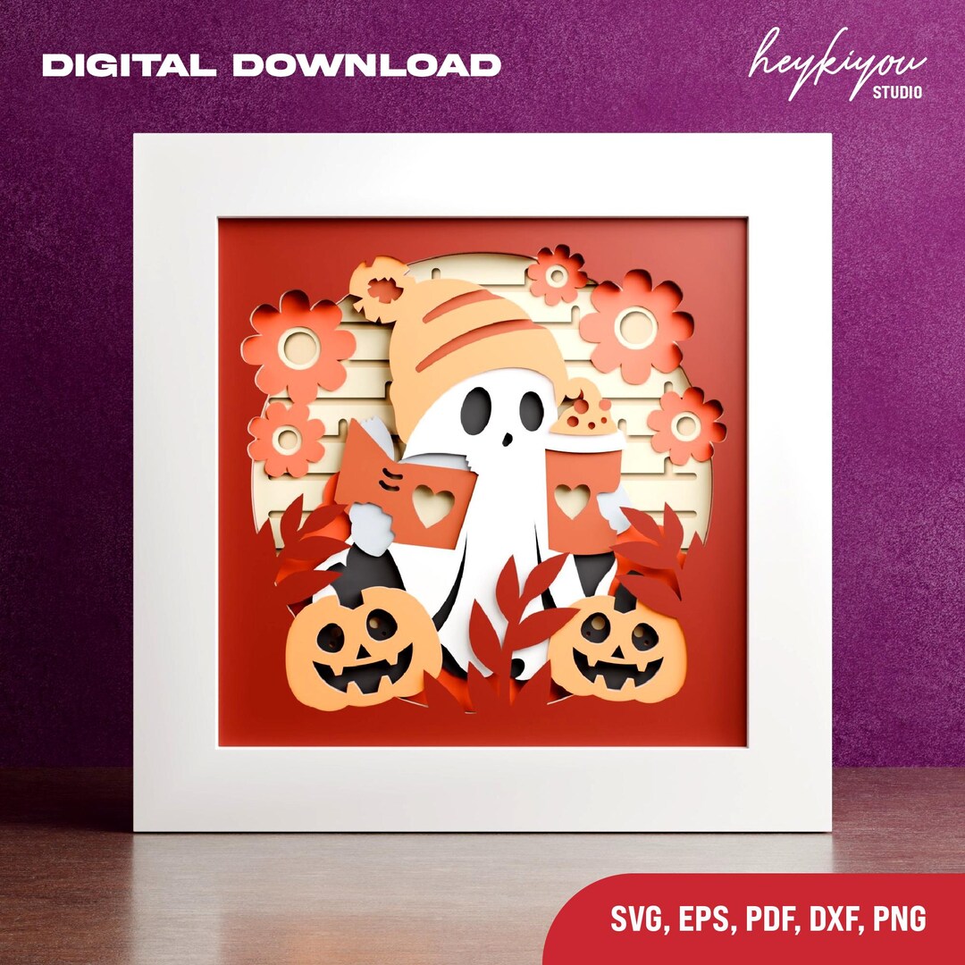 Ghost Halloween Shadow Box SVG: Papercut Template (digital Download) - Etsy