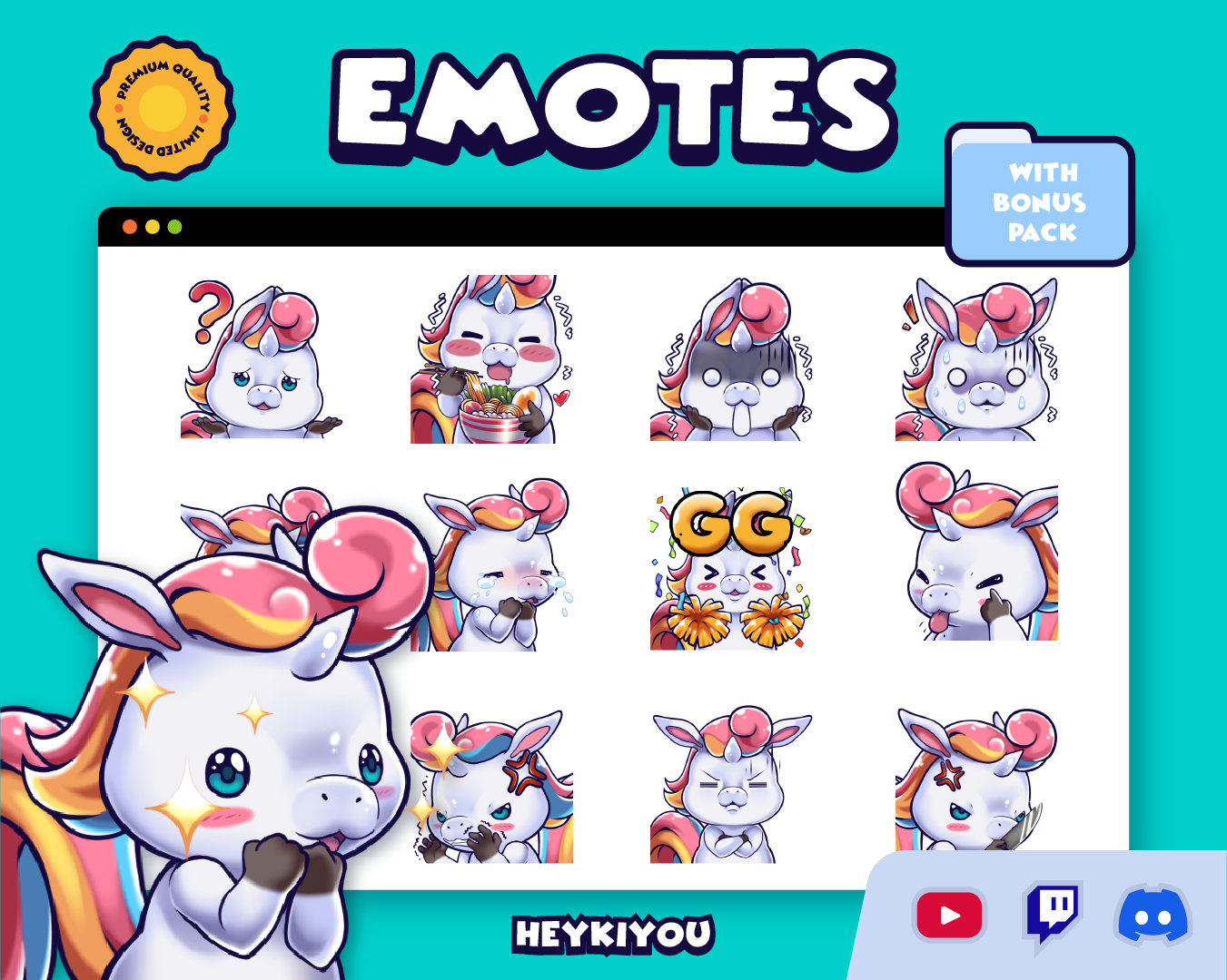 Unicorn Emotes Pack, Twitch Emotes Pack, Discord Emotes Pack, Youtube ...